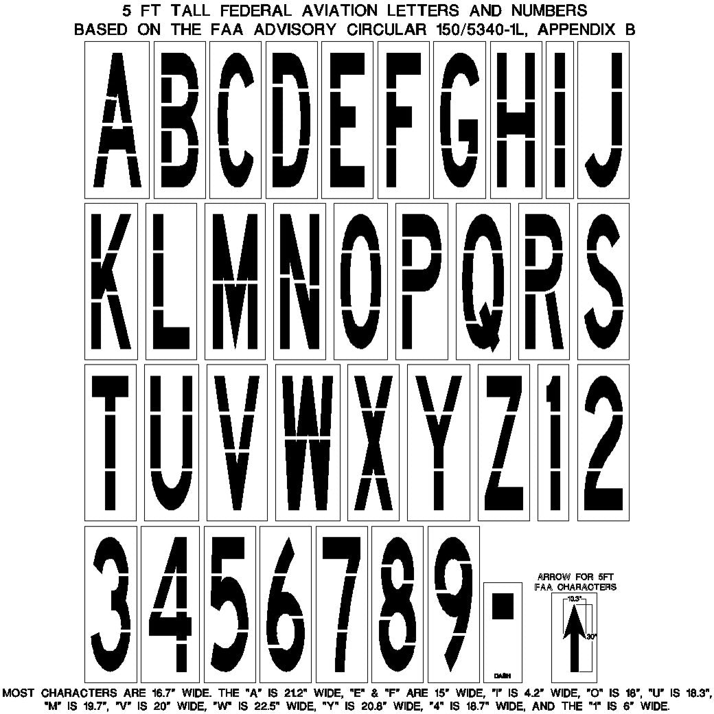 Newstripe 5 Foot FAA Letters Numbers Dash And Arrows Newstripe 5 Foot FAA Letters Numbers Dash And Arrows